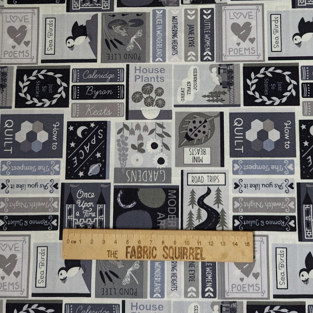 Book Themed Fabric Bookworm by Lewis and Irene Fat Quarters and by ...