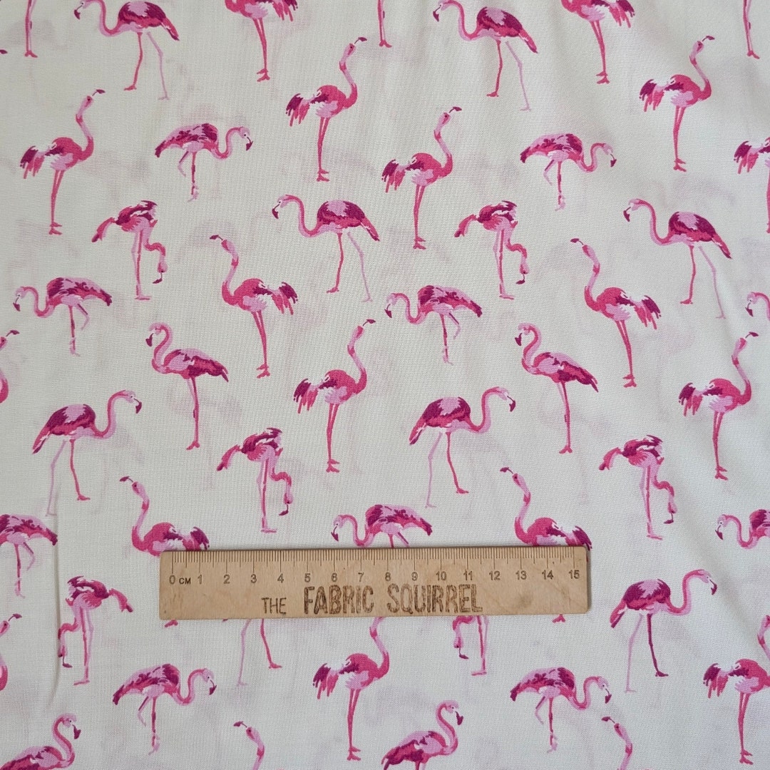 Flamingo Floaty Viscose / Rayon Fabric Material on White - Etsy