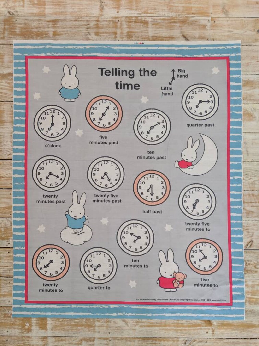 Miffy Tell the Time Quilt Panel Fun Educational Sewing Fabric - Etsy