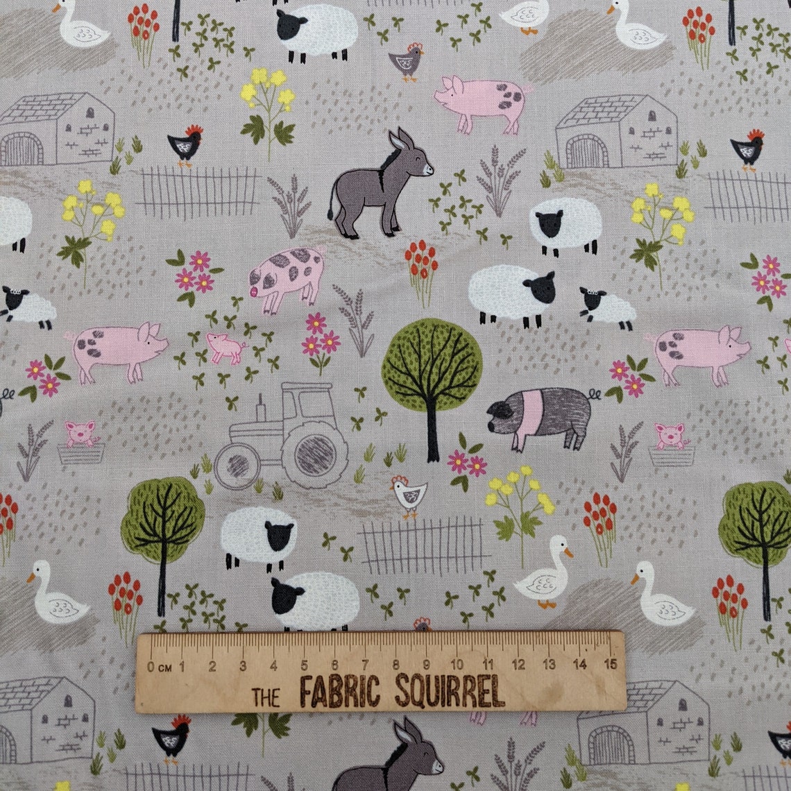 Farmyard Fabric Tractor Material Piggy Tales From Lewis - Etsy UK