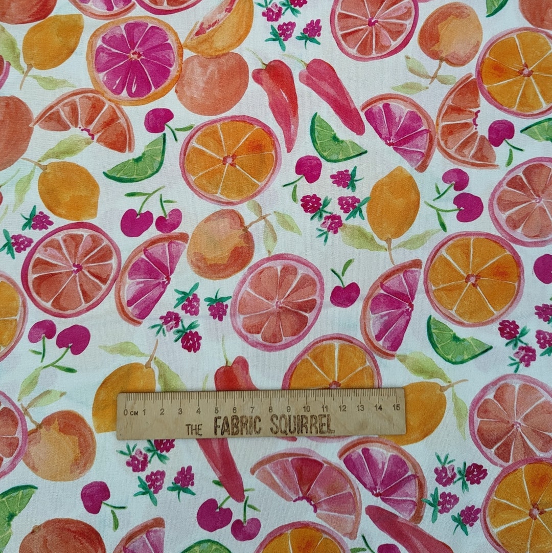 Bright Sumer Fruit Viscose Dressmaking Fabric - Etsy