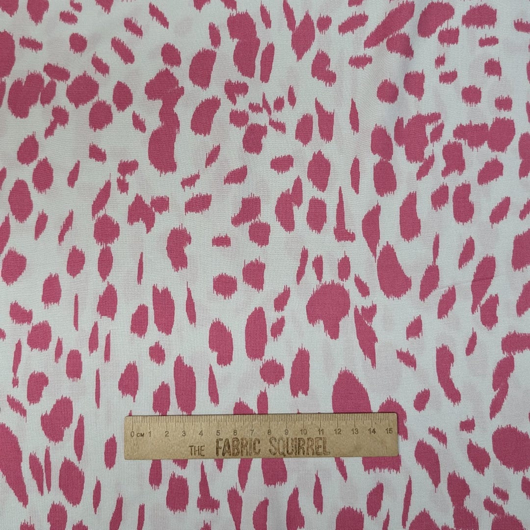 Pink and Ivory Animal Print Spot Viscose Dressmaking Fabric - Floaty ...