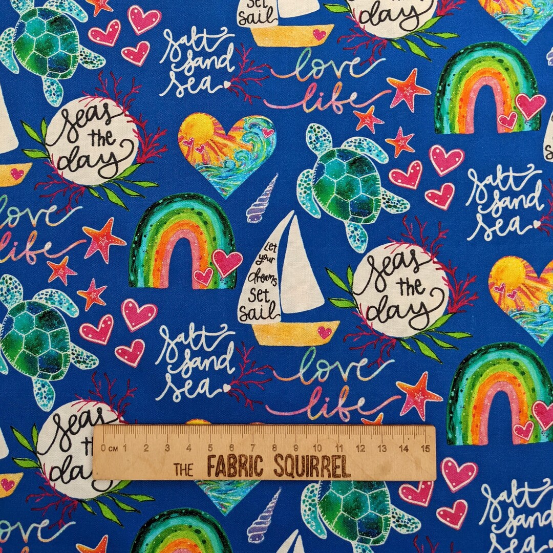 Nautical Quotes Fabric - Seas the Day by 3 Wishes Fabrics - Holiday ...
