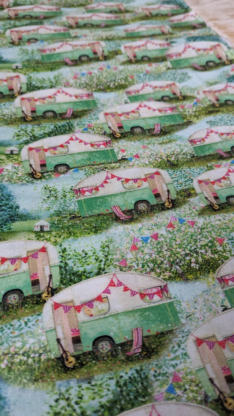 Retro Caravan Fabric - the Secret Garden by 3 Wishes Fabrics - Etsy