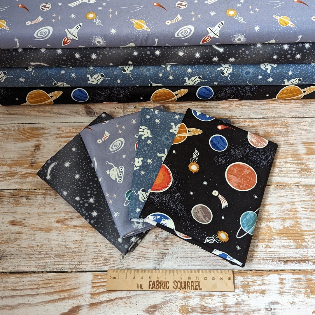 Space Themed Fabric | Planets, Astronauts, Glow-in-the-dark Cotton ...