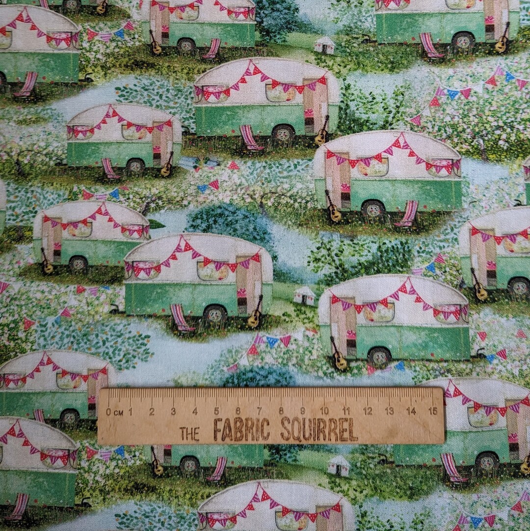 Retro Caravan Fabric - the Secret Garden by 3 Wishes Fabrics - Etsy
