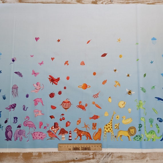 Rainbow Double Edged Border Print Fabric Jennie Maizels - Etsy