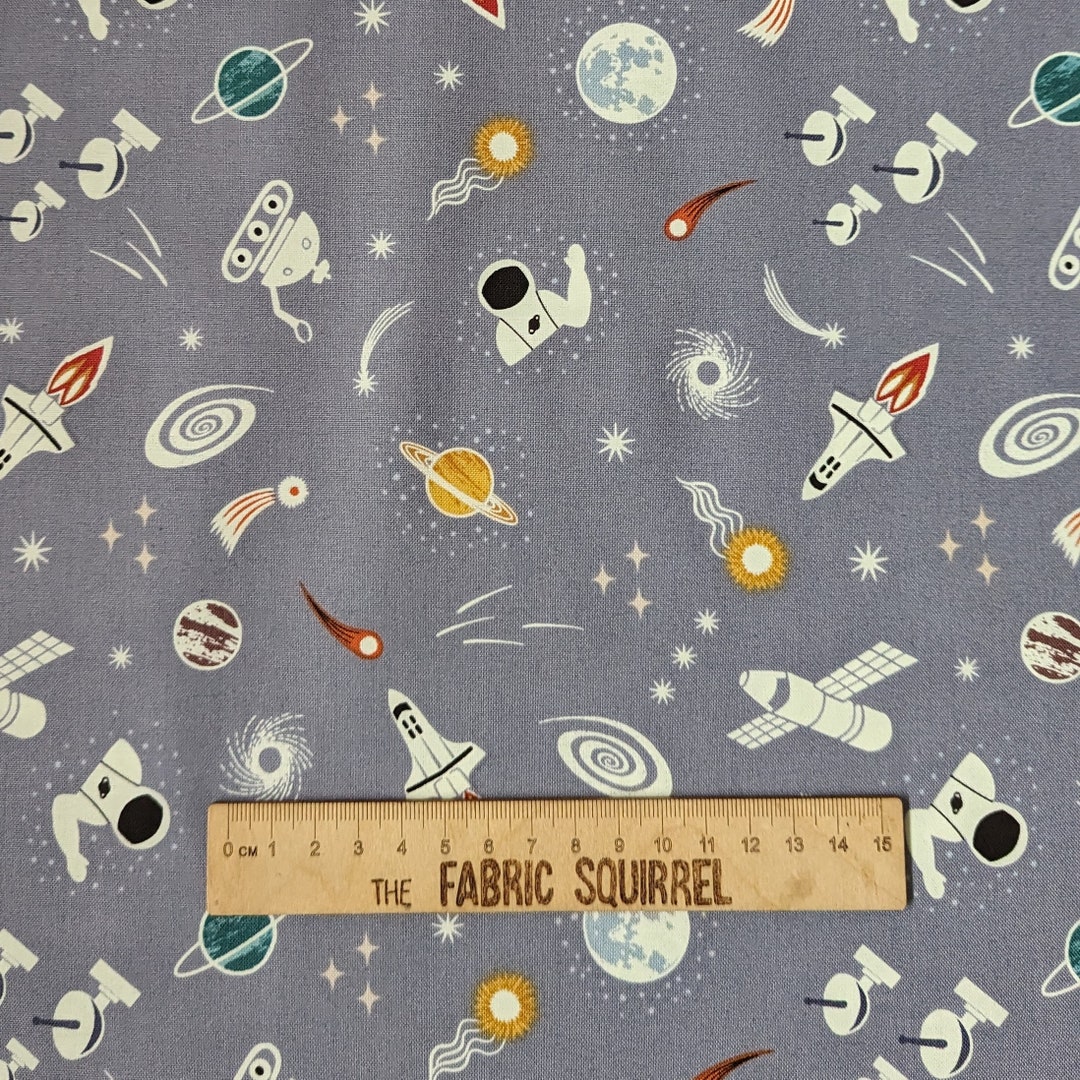 Space Fabric, Glow in the Dark Cotton, Astronaut and Planet Fabric ...