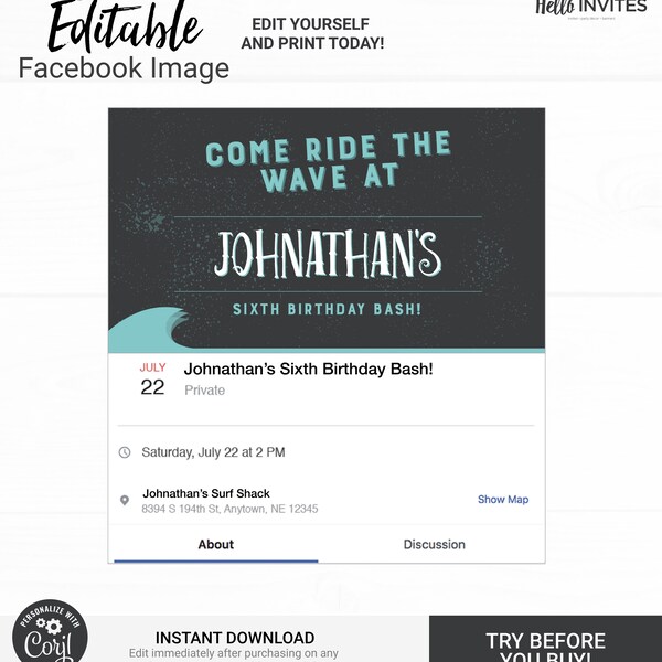 Ride the Wave Party Invitation - Etsy