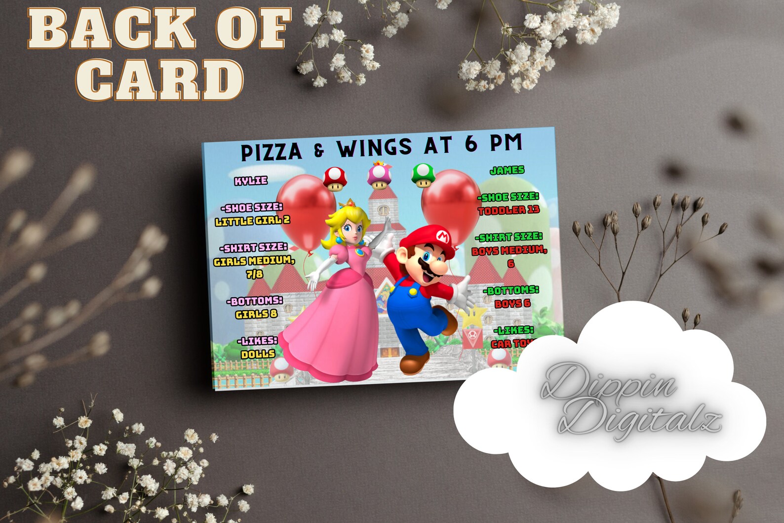 Twin Birthday Invitation, Boy Girl Birthday Invitation, Boy Girl Mario Birthday Invitation, Twin ...