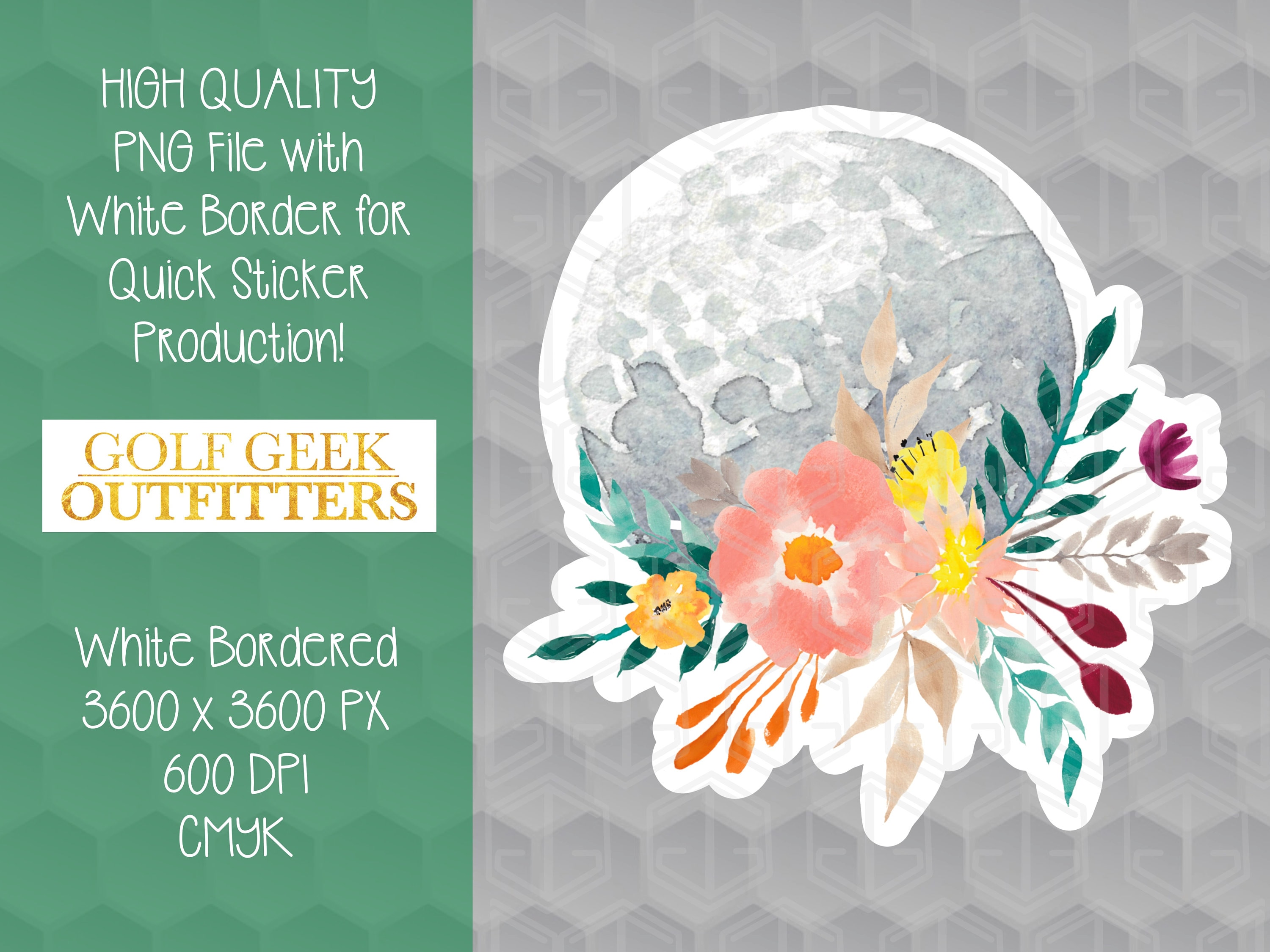 Golf Ball Floral Bouquet PNG Watercolor Floral Golf Sticker - Etsy