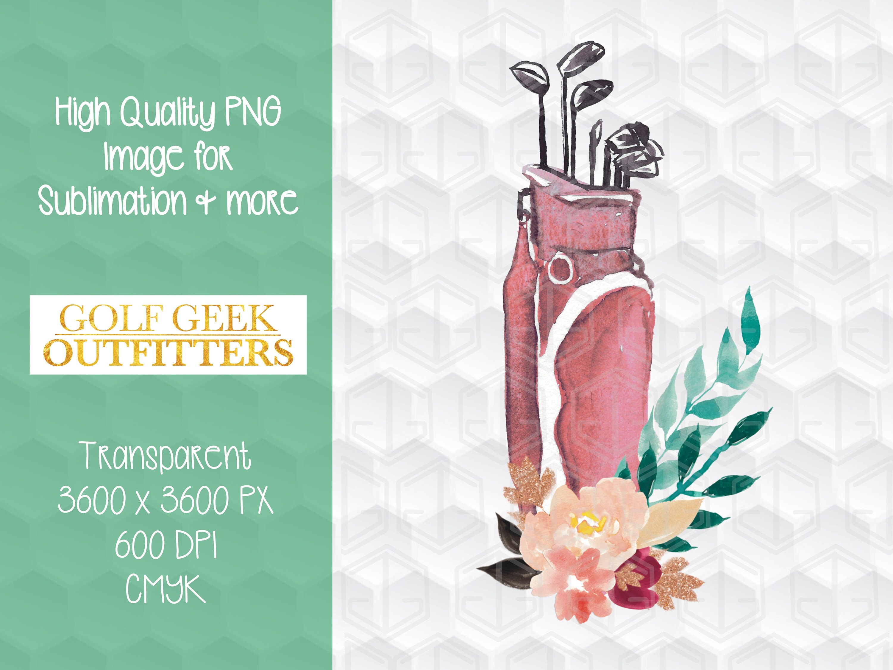 Red Golf Bag Floral Bouquet PNG, Watercolor Floral Golf Sublimation ...