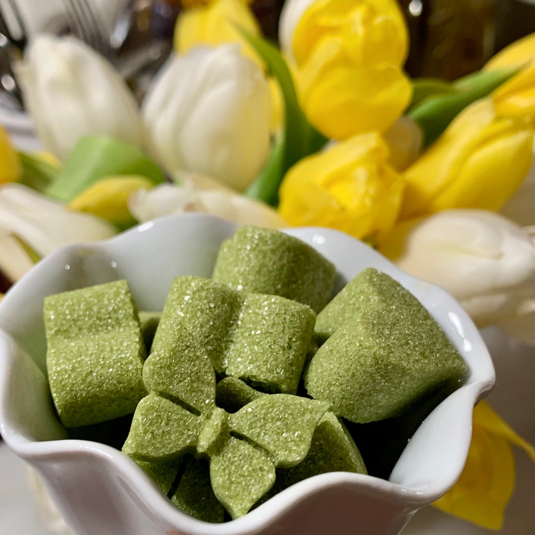 Organic Matcha Green Tea Sugar Cubes for Tea, Heart Butterfly Sugar ...