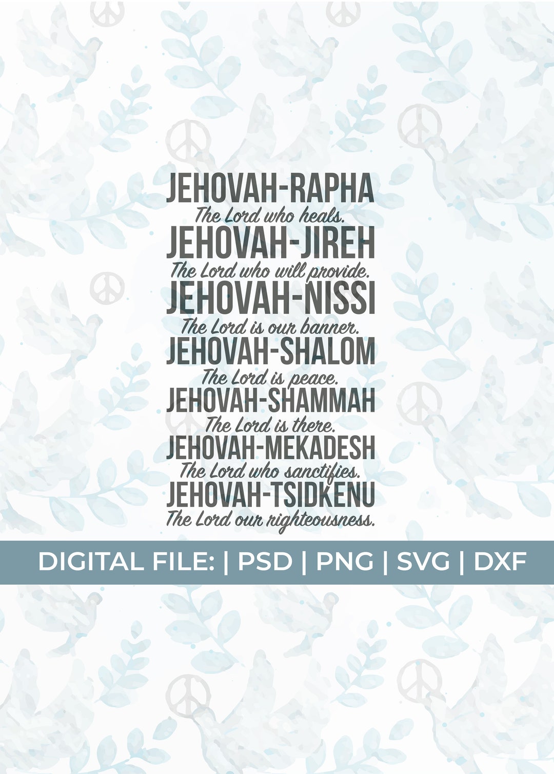 Names of Jesus Svg|jehovah Rapha Svg|yahweh Rapha Svg|lord Svg|hebrew ...
