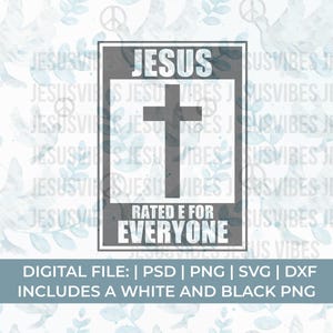 Jesus Svg Png, Jesus Rated E for Everyone Svg Png, Funny Jesus Svg ...