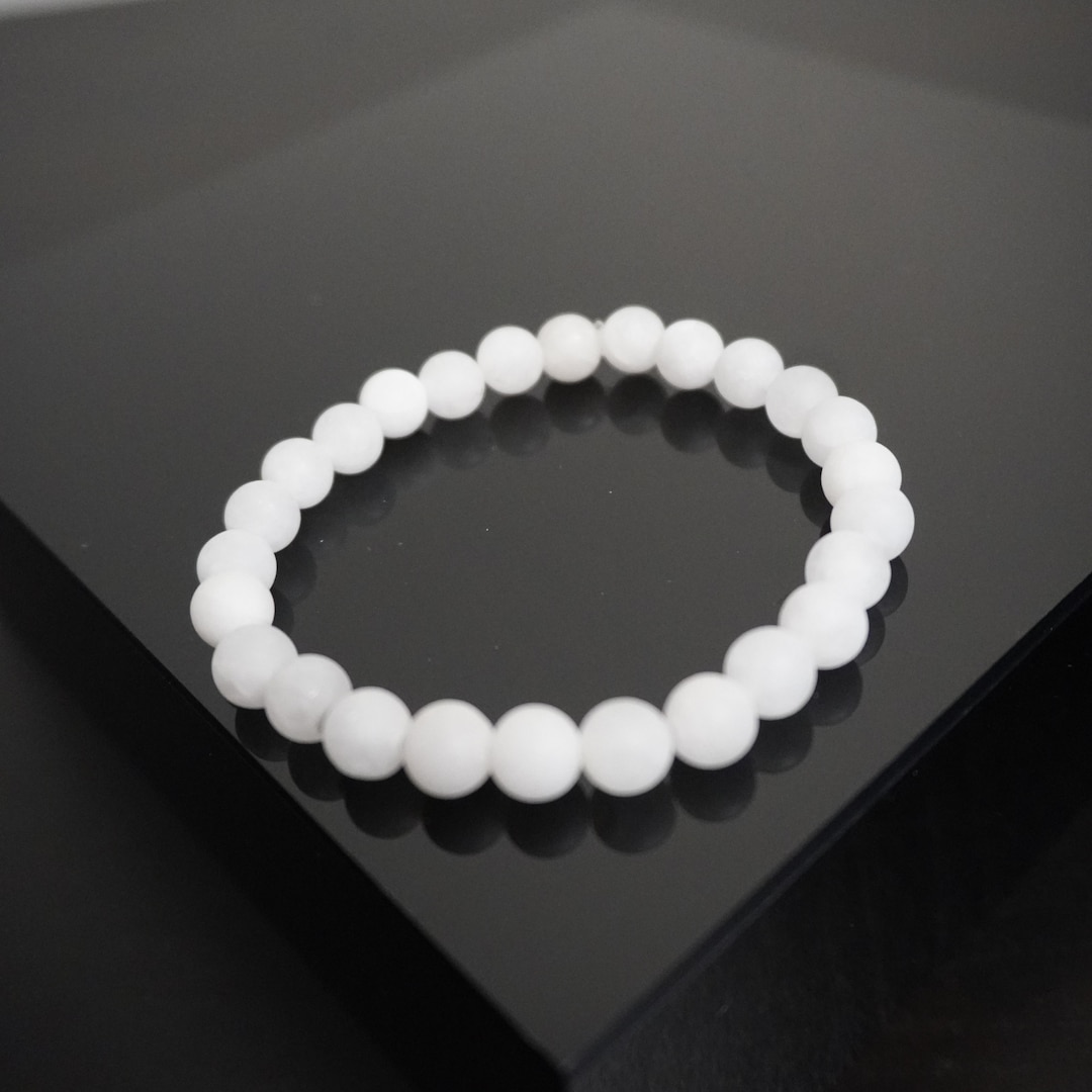 Handcrafted Matte Snow Quartz Bracelet Elegant Minimalist Beaded ...