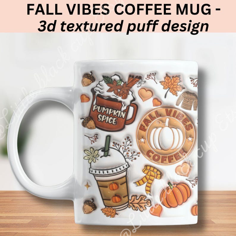 Autumn Fall Mug 3d Inflated Images Collage Cup Aesthetic Artistic Tea ...