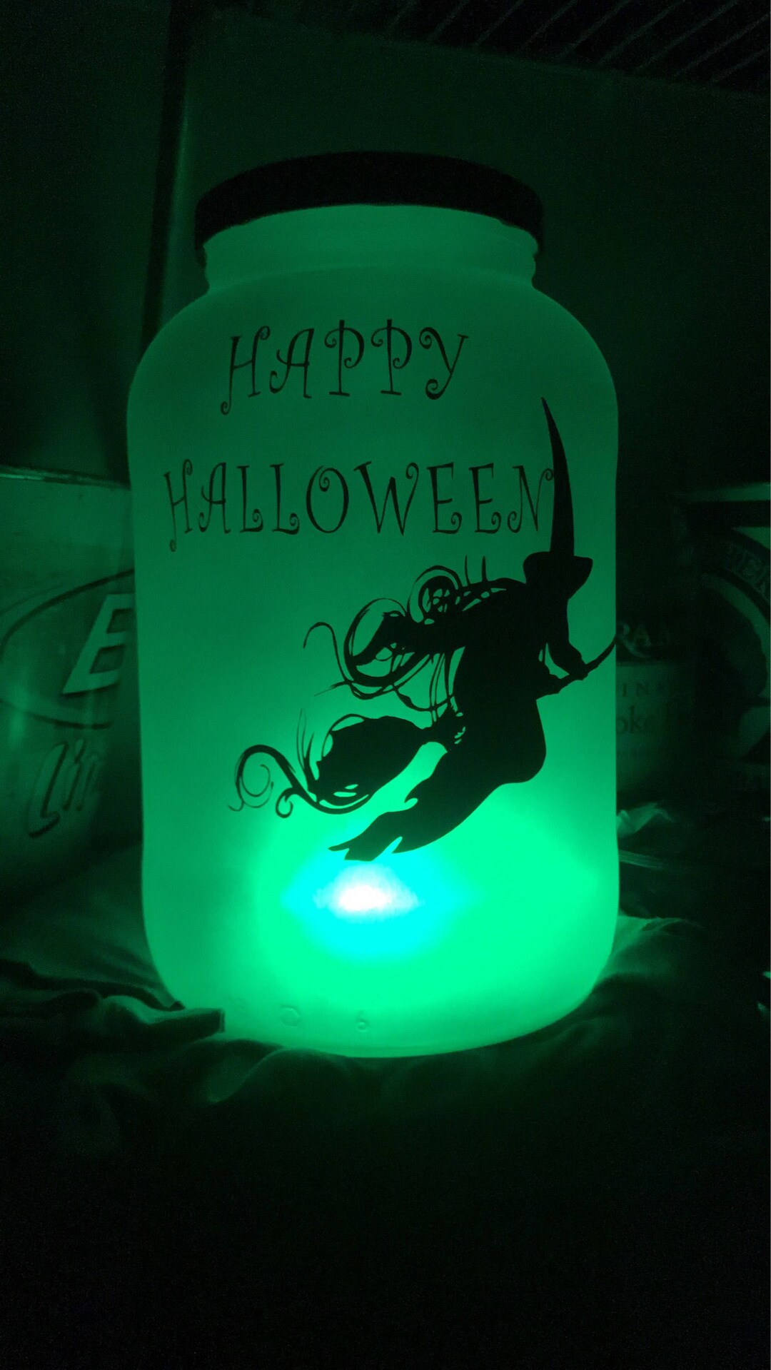 Halloween Decor, Halloween Lamp, Halloween Light, Witch on Broomstick ...