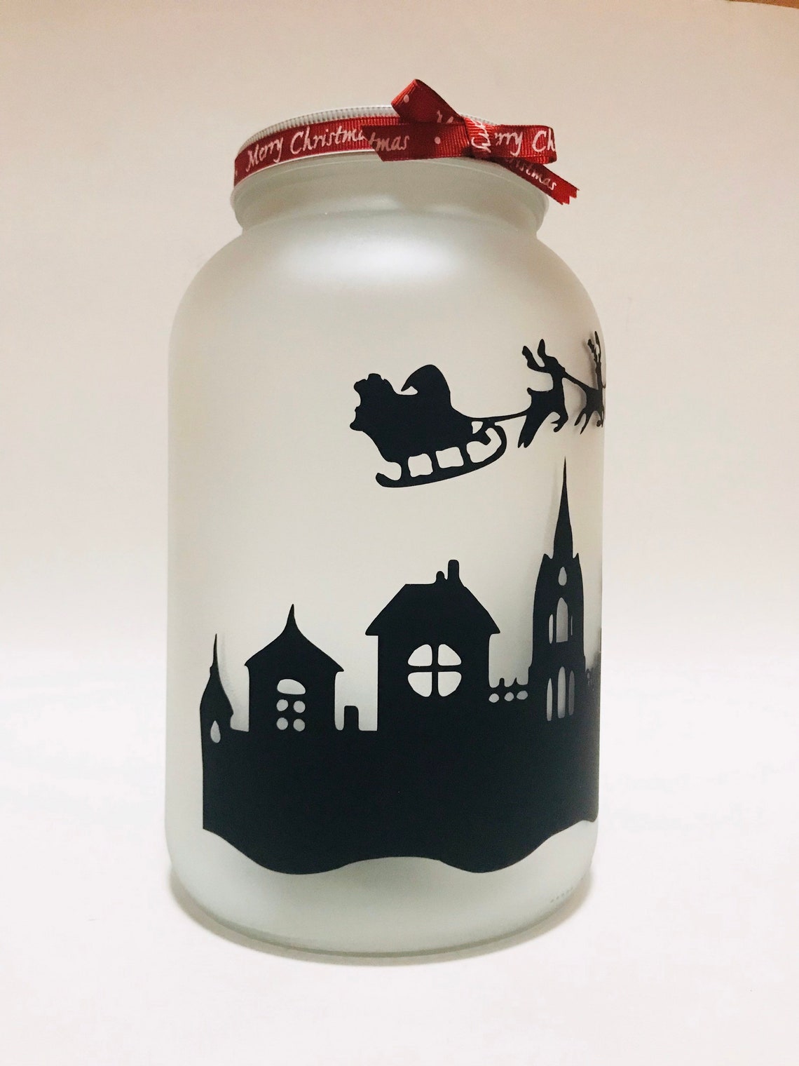 Christmas Light up Jar, Santa, Santa Sleigh, Santa Sleigh and Reindeer ...