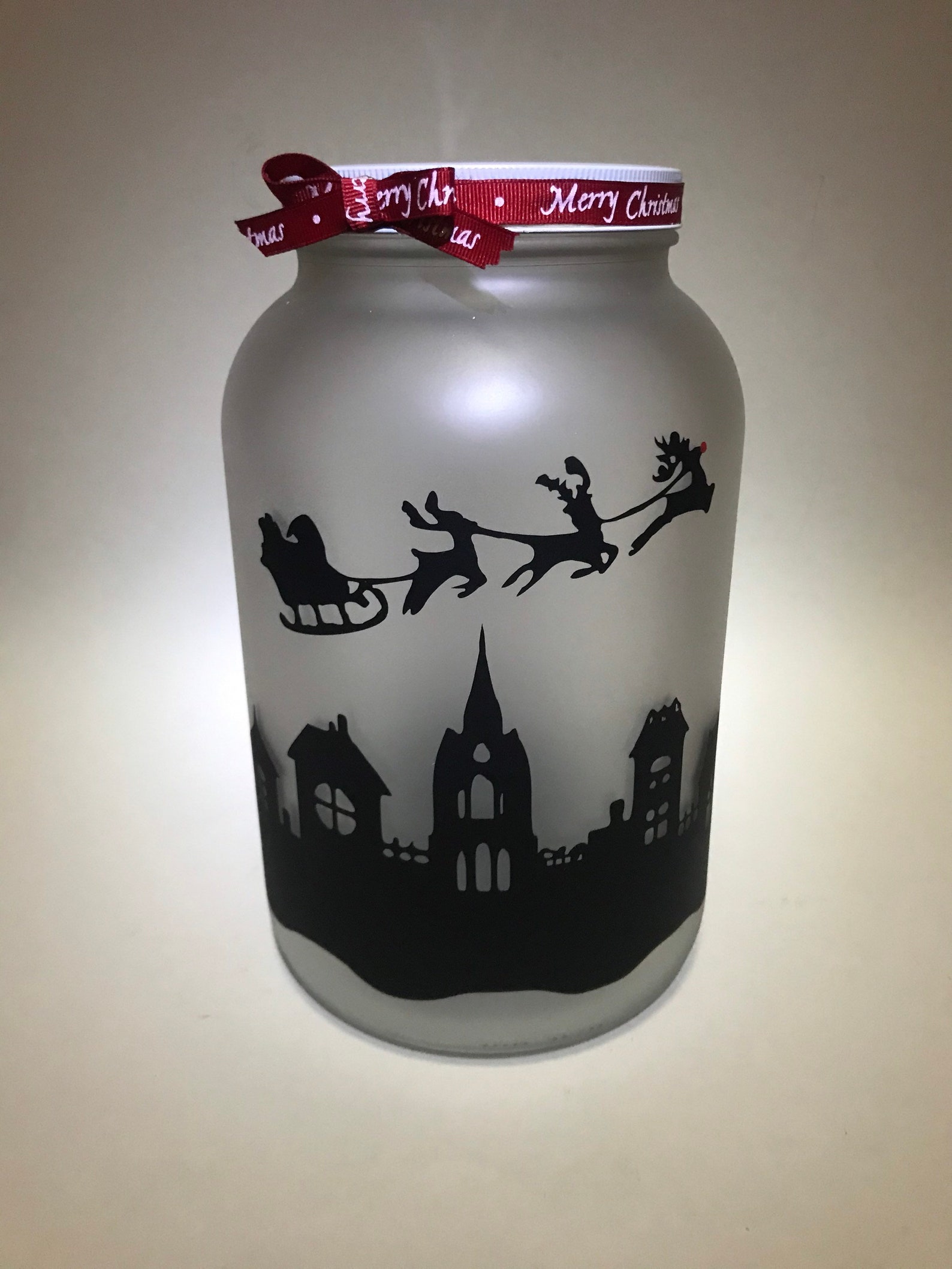 Christmas light up jar Santa Santa sleigh Santa sleigh and | Etsy
