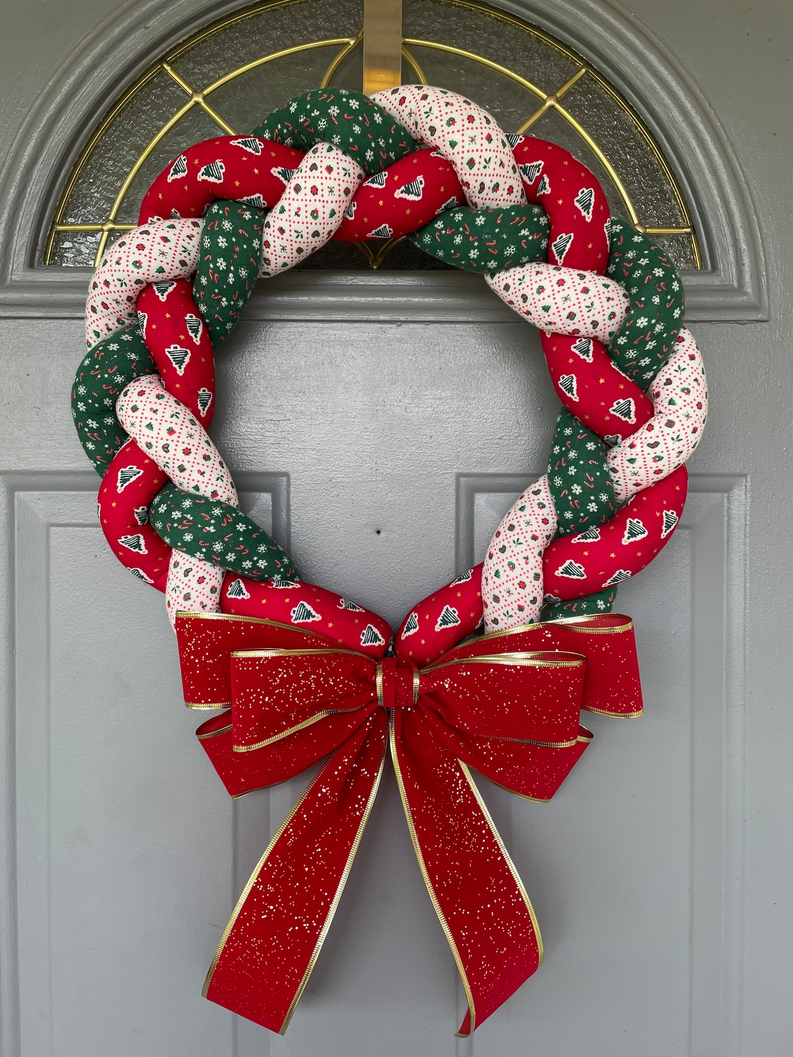 Wreath, Braided Wreath, Fabric Wreath, Christmas Wreath, Braided Fabric ...