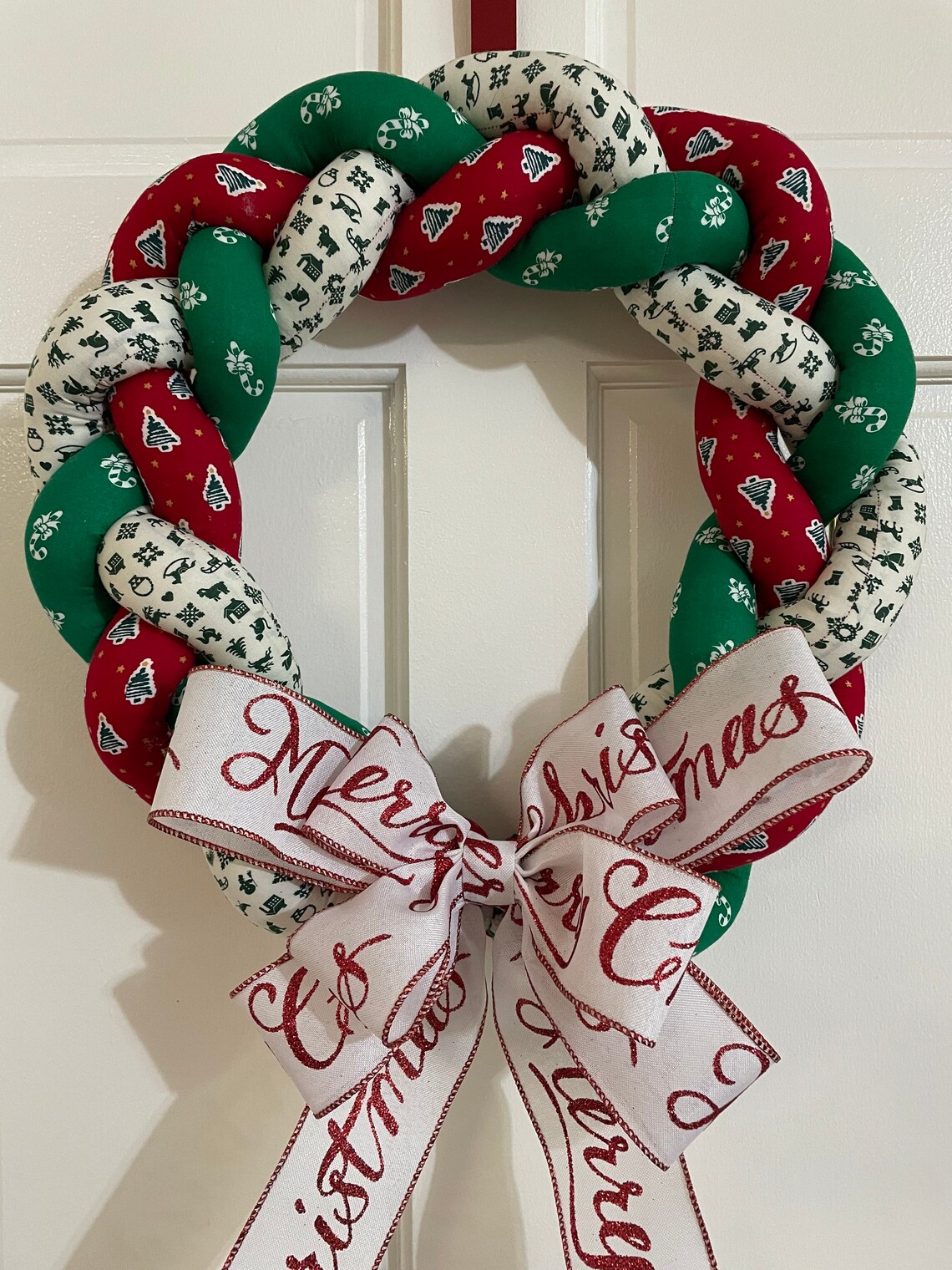 Wreath, Braided Wreath, Fabric Wreath, Christmas Wreath, Braided Fabric ...