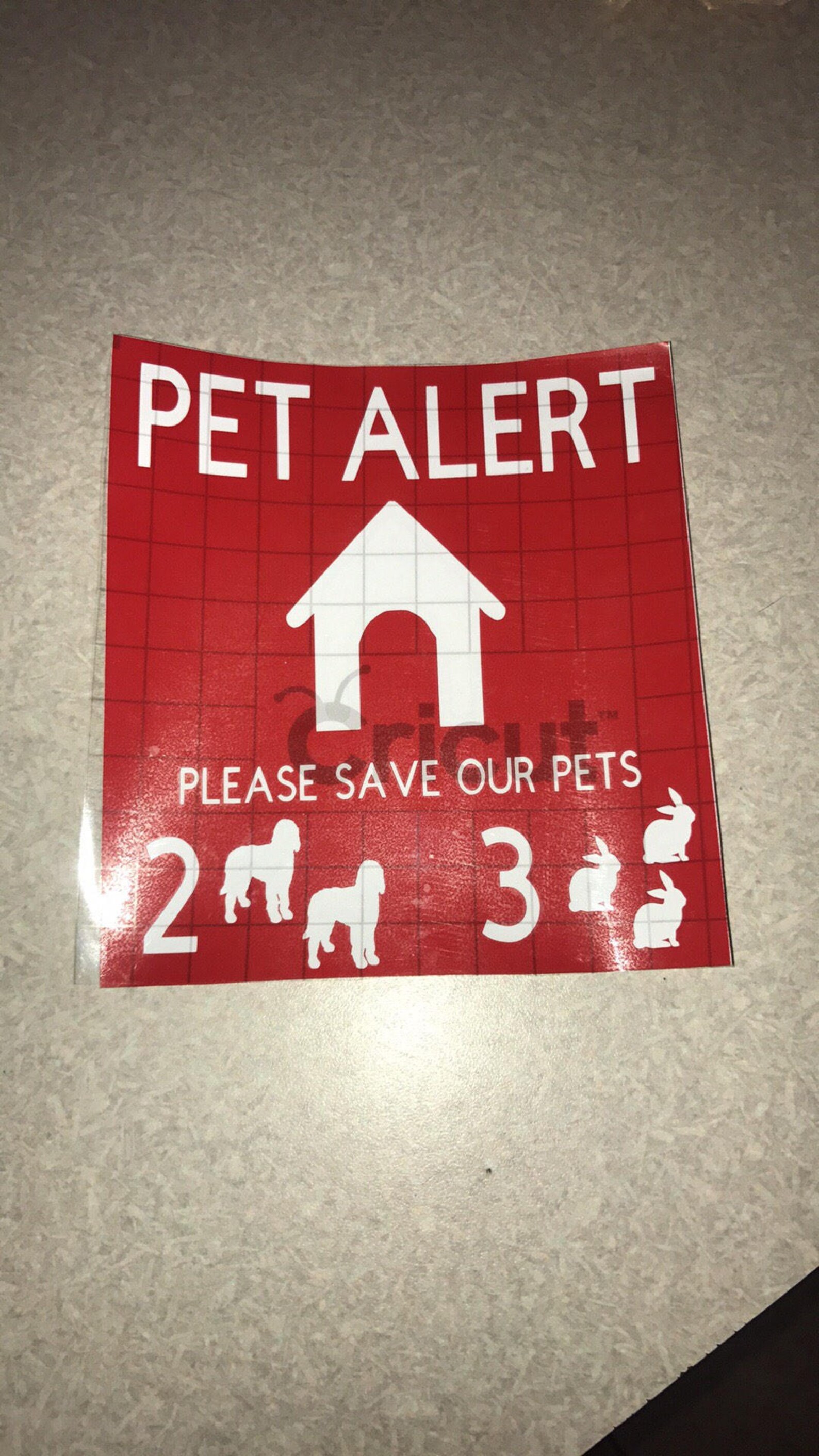 Emergency Pet Alert Window Decal | Etsy