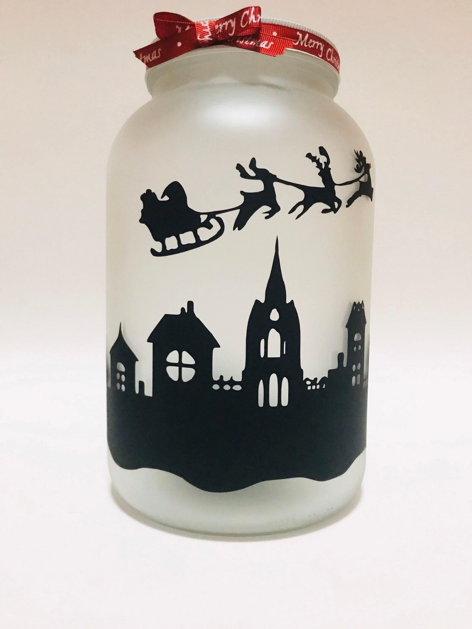 Christmas light up jar Santa Santa sleigh Santa sleigh and | Etsy