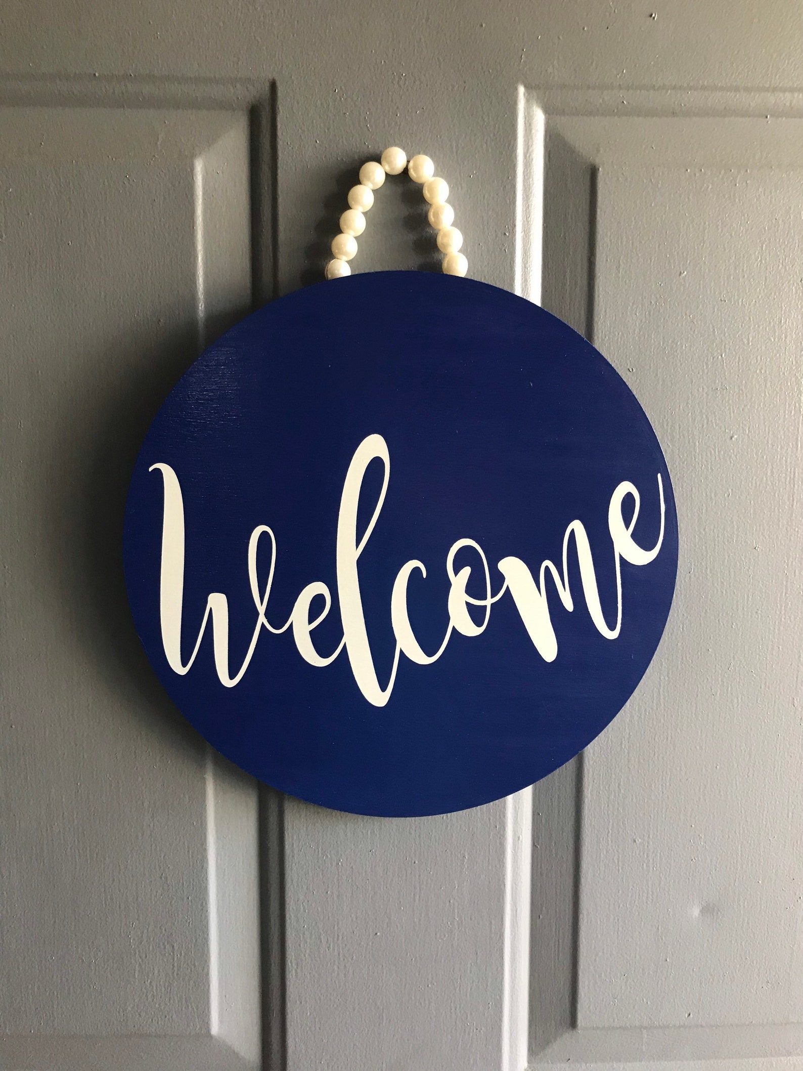 Welcome door hanger Door decor Wood round door hanger | Etsy