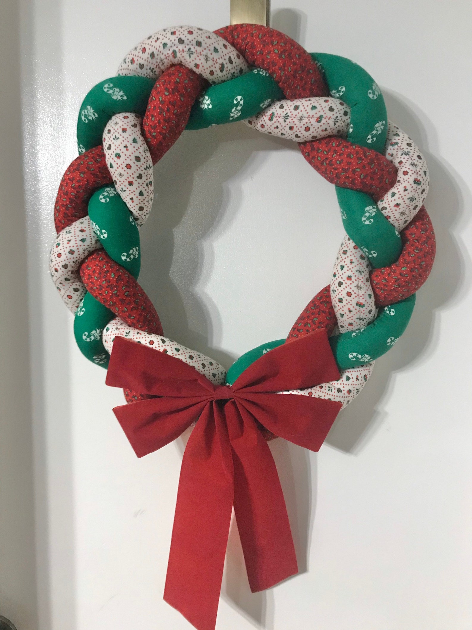 Wreath Braided Wreath Fabric Wreath Christmas Wreath - Etsy