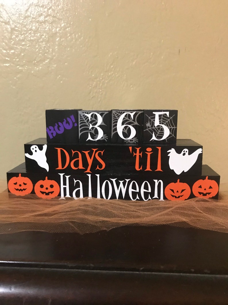 Halloween Countdown Blocks/decor/halloween Decor,halloween Wood Blocks ...