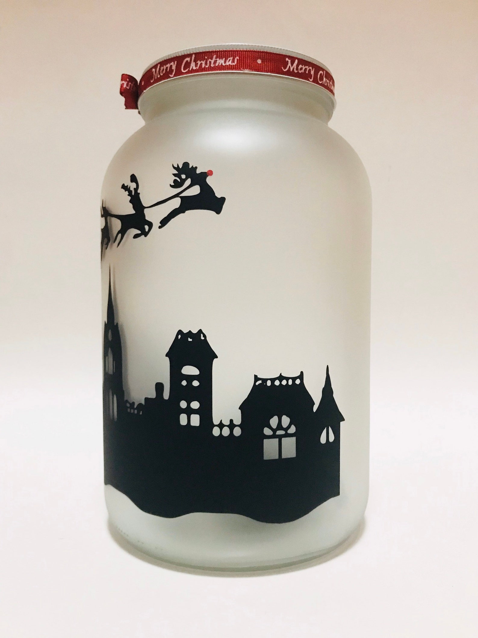 Christmas Light up Jar, Santa, Santa Sleigh, Santa Sleigh and Reindeer ...