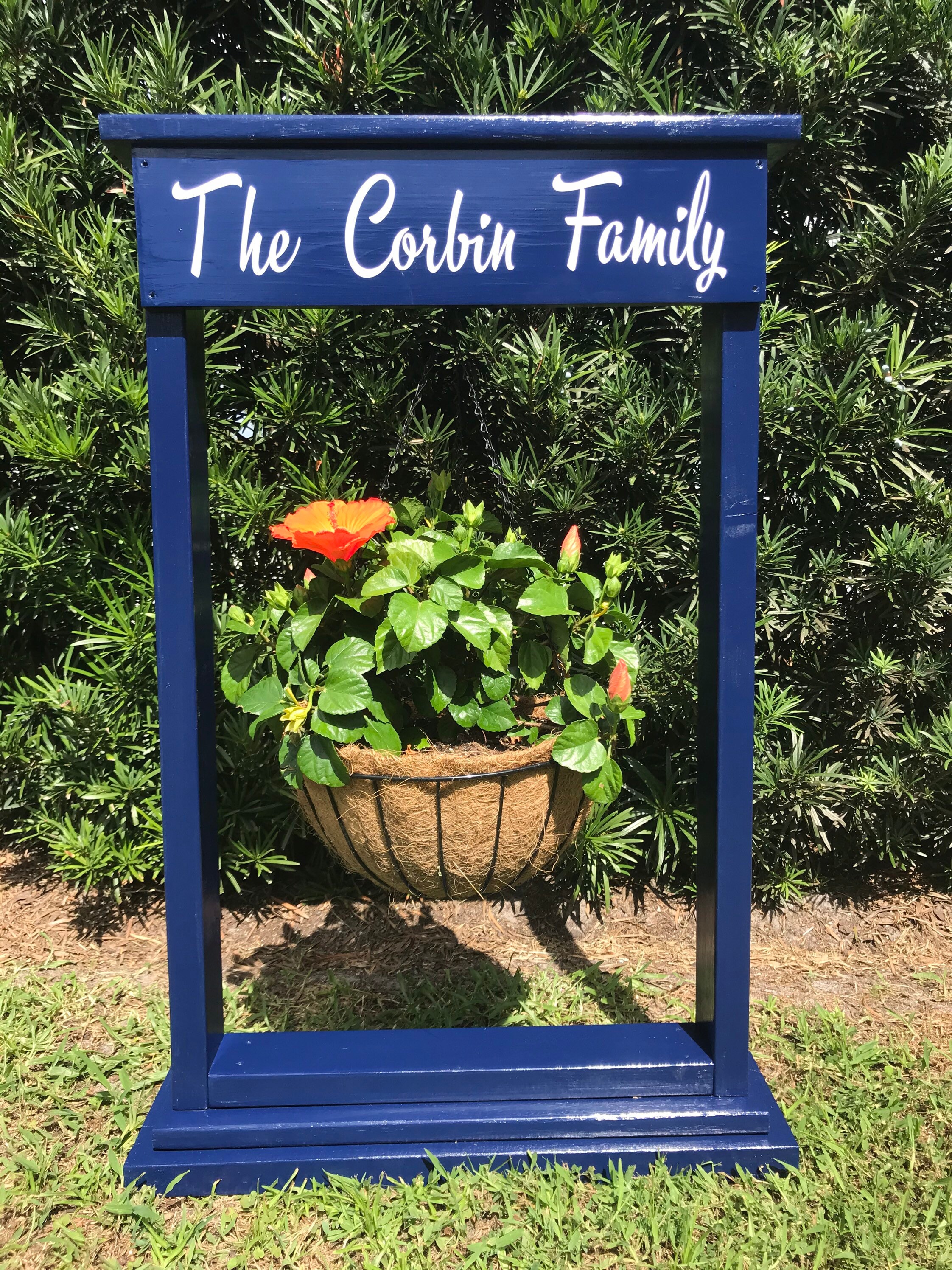 Hanging Plant Stand/welcome Plant Stand/family Name Porch Planter, Last ...