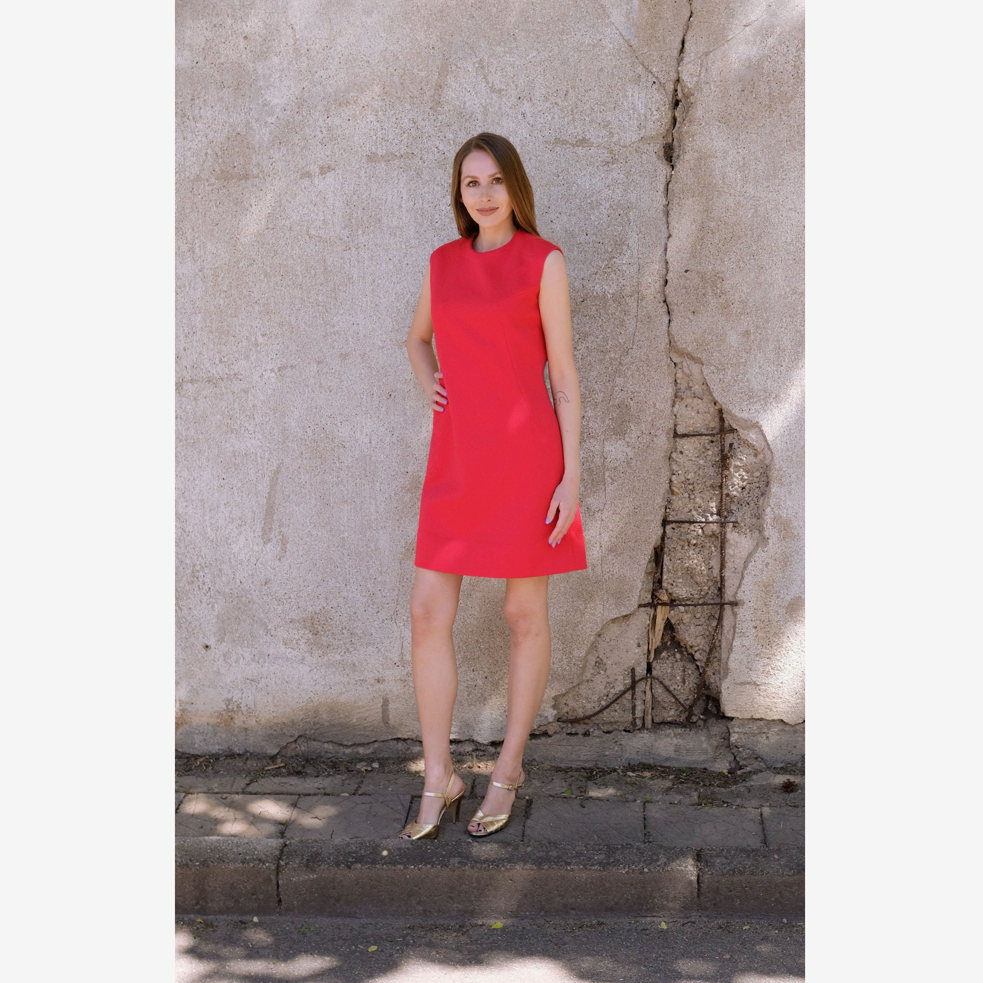 Vintage 60s Dress Red Mod Mini Dress Retro A-line Dress Twiggy Scooter ...