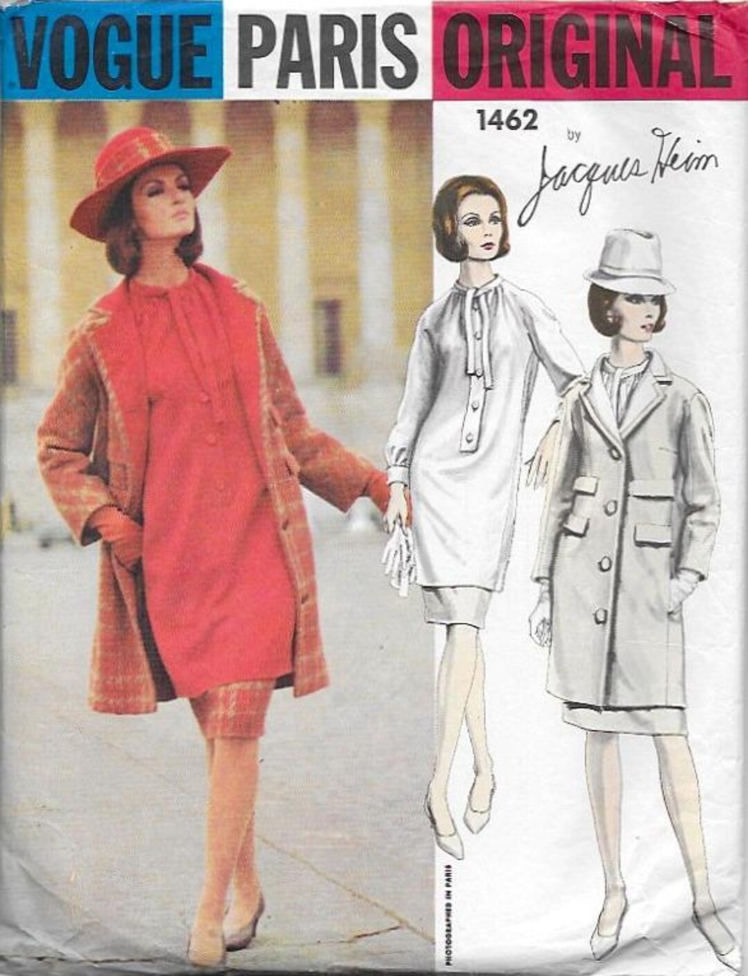 Rare 1964 Jacques Heim Vogue Paris Original Sewing Pattern 1462 Size 16 ...