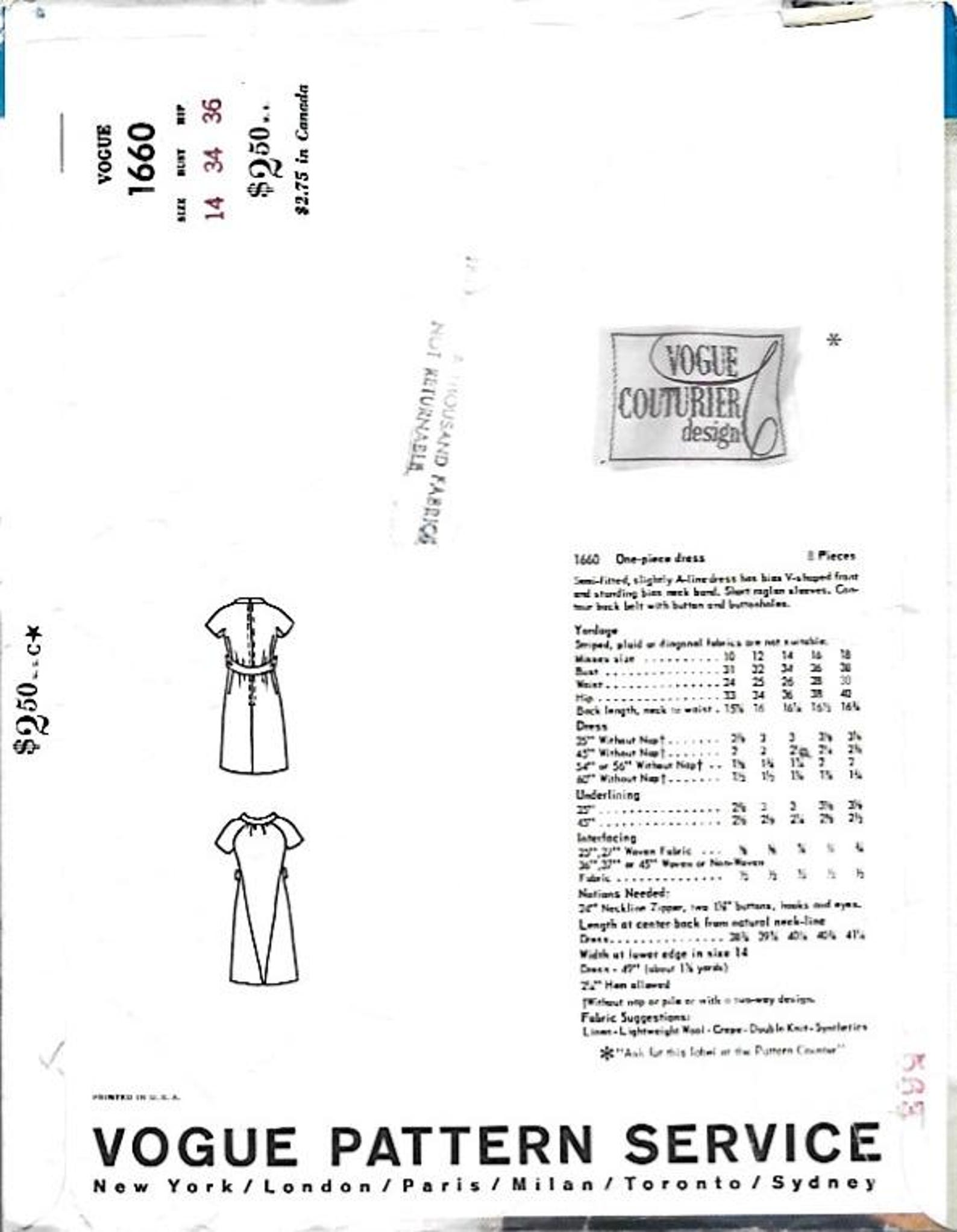 Rare 1966 Galitzine Vogue Paris Couturier Design Sewing Pattern 1660 ...