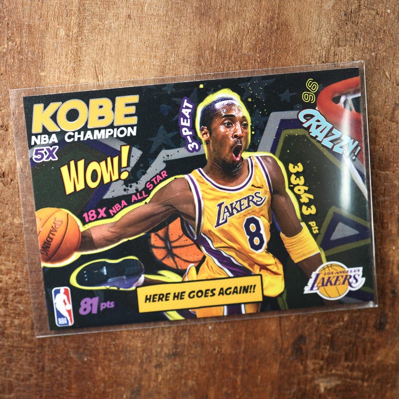 Kobe Bryant "wow Card" Los Angeles Lakers Basketball Card - Etsy Australia