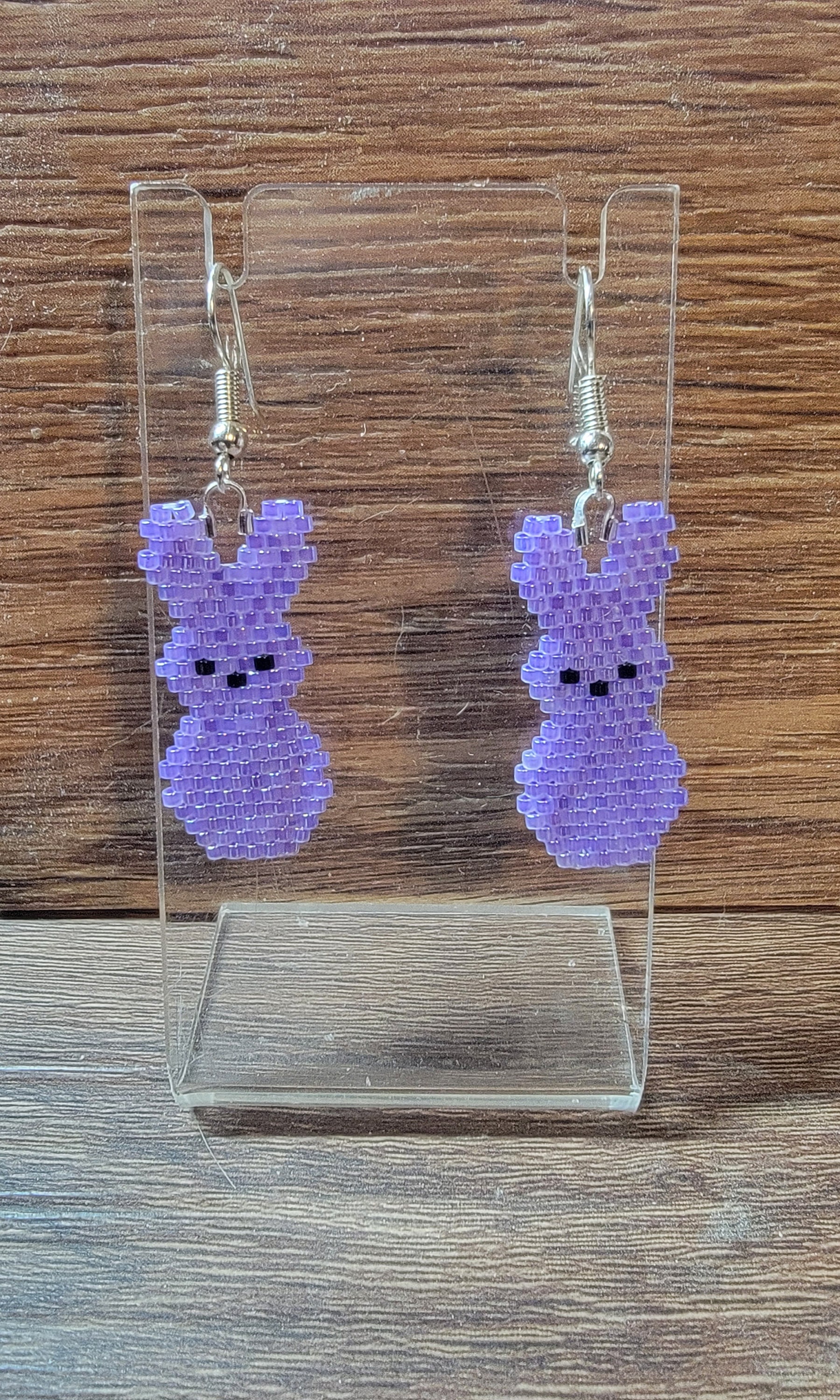 Peeps Earrings, Marshmallow Bunny Peeps Inspired Beaded Easter Earrings ...