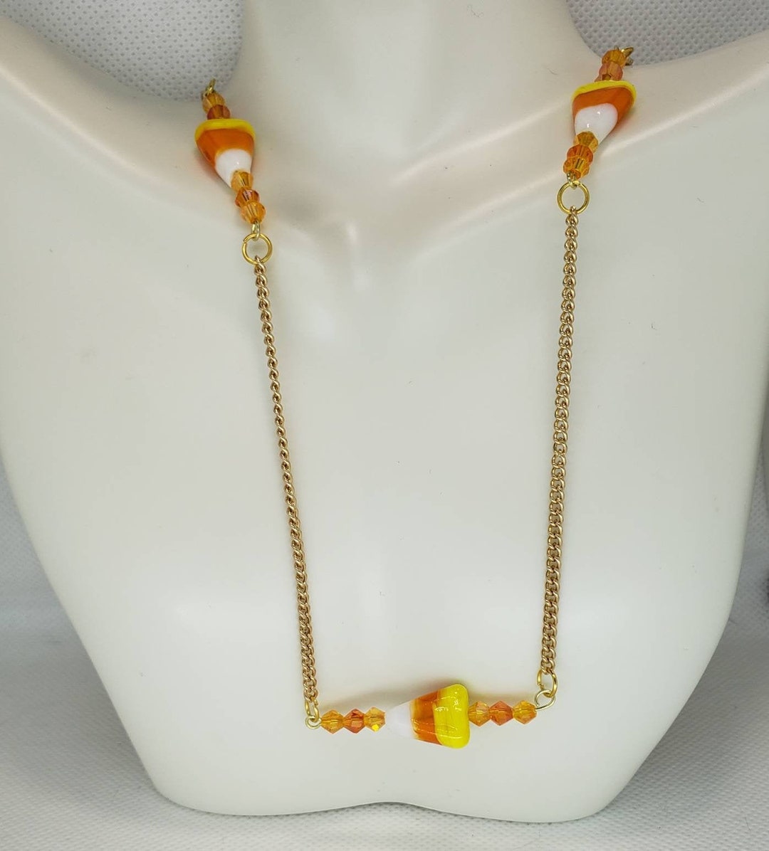 Candy Corn Necklace, Halloween Jewelry, Fall Necklace, Candy Necklace ...