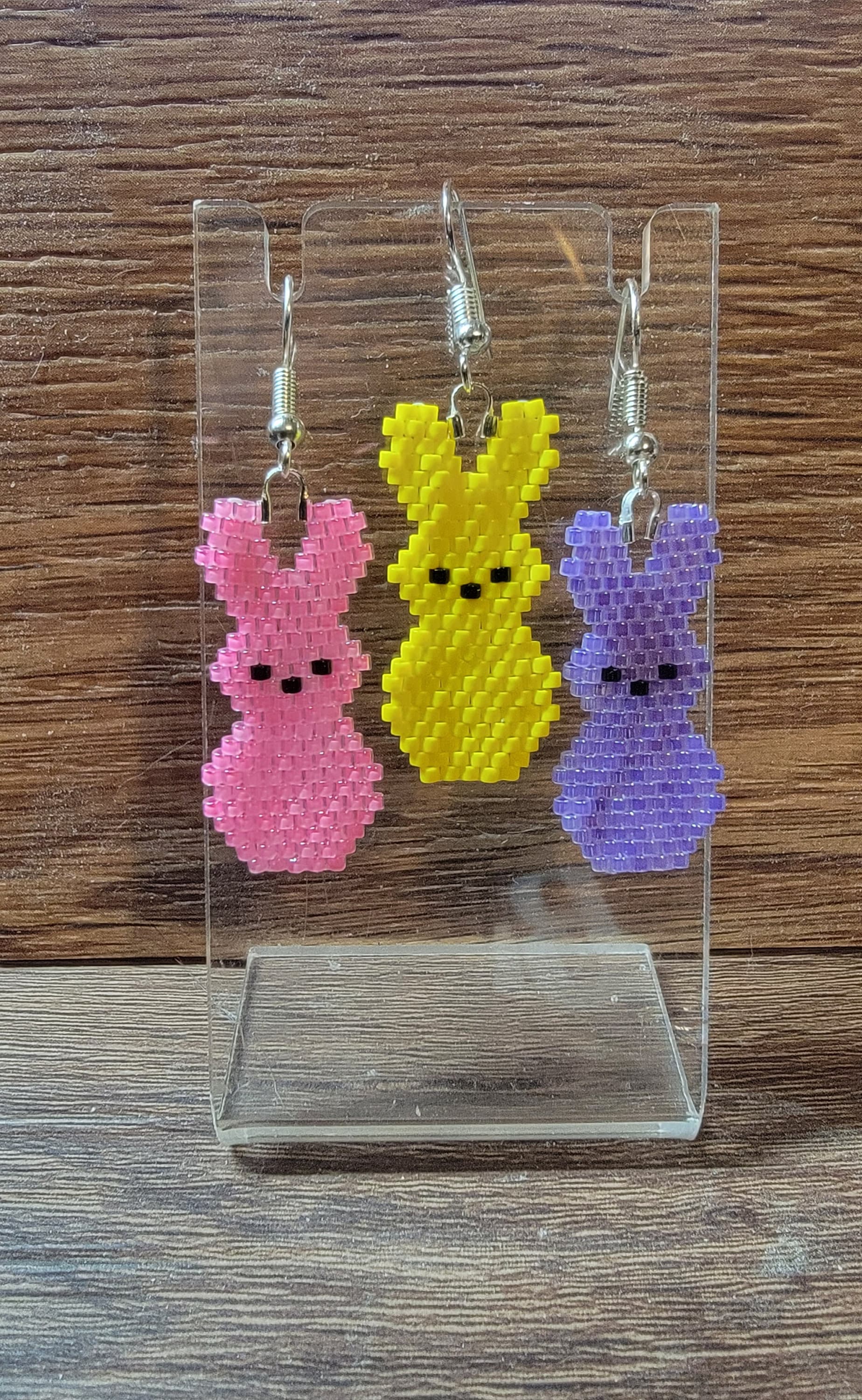 Peeps Earrings, Marshmallow Bunny Peeps Inspired Beaded Easter Earrings ...