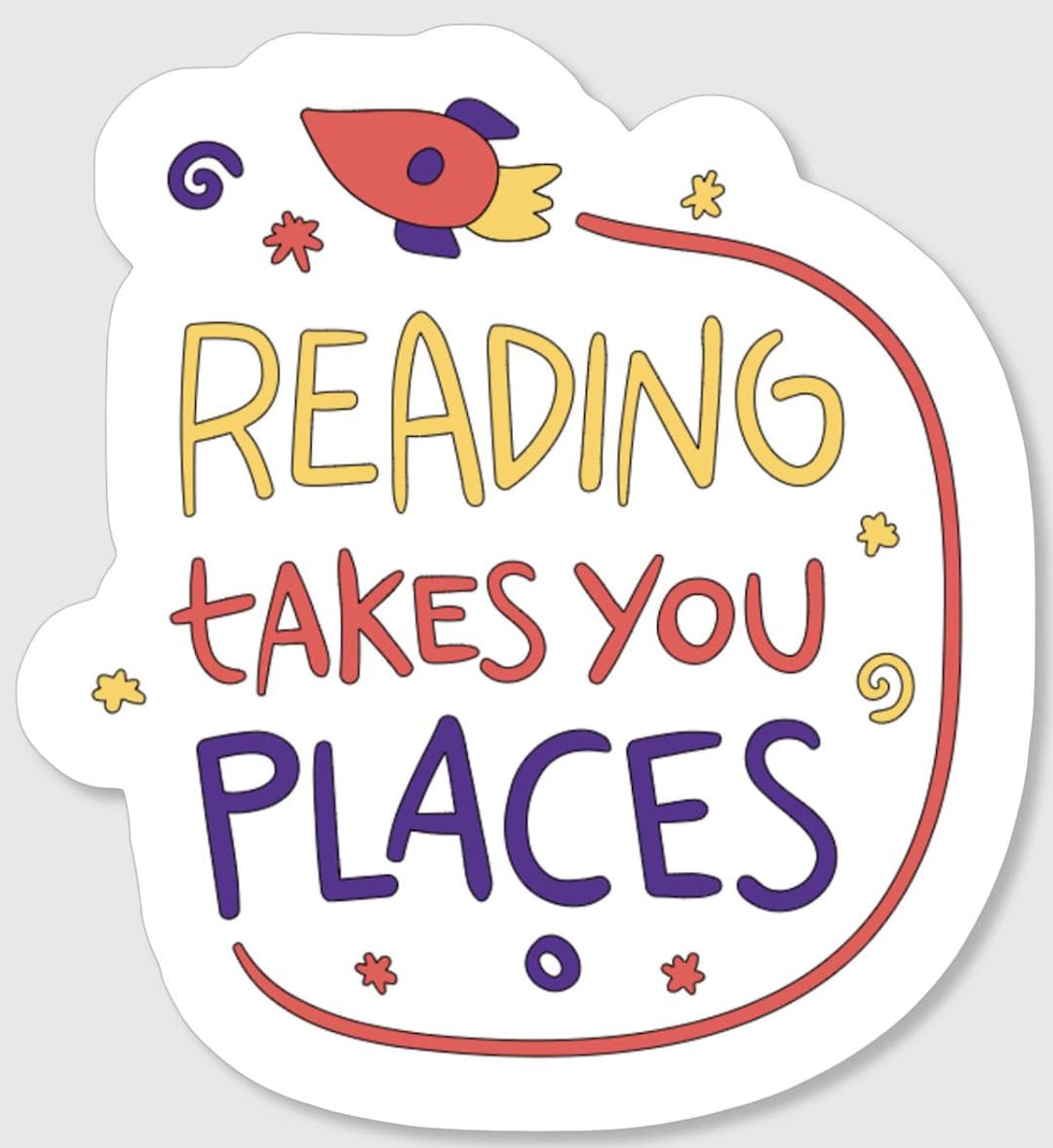 Reading Takes You Places Sticker - Etsy