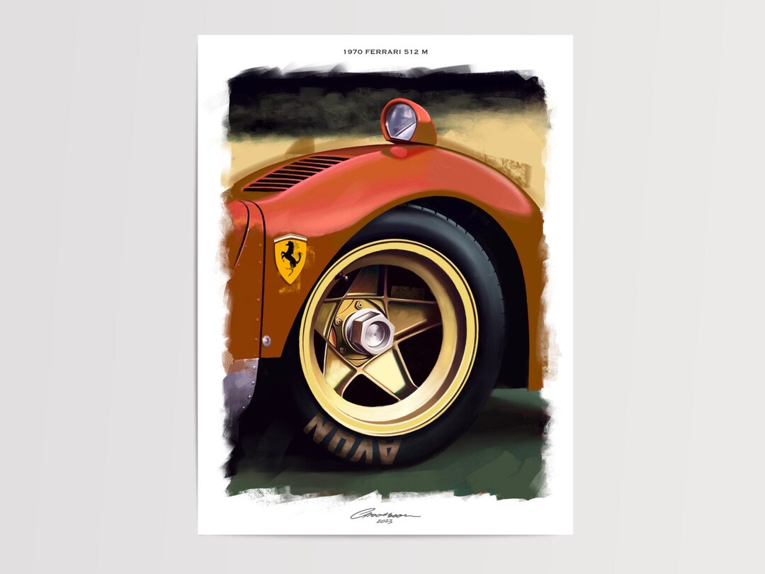 1970 Ferrari 512 M Digital Painting | Ferrari Postcard | Ferrari Art ...