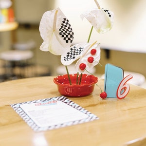 Retro Table Number | Vintage Diner Table Number | Vintage Party Table ...