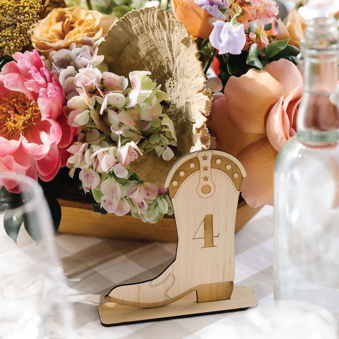 Cowboy Boot Table Number | Rustic Table Number | Wood Table Number ...
