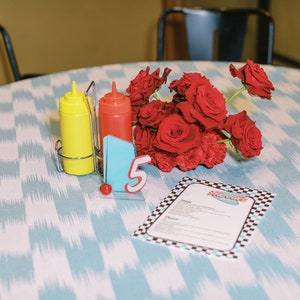 Retro Table Number | Vintage Diner Table Number | Vintage Party Table ...