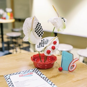 Retro Table Number | Vintage Diner Table Number | Vintage Party Table ...