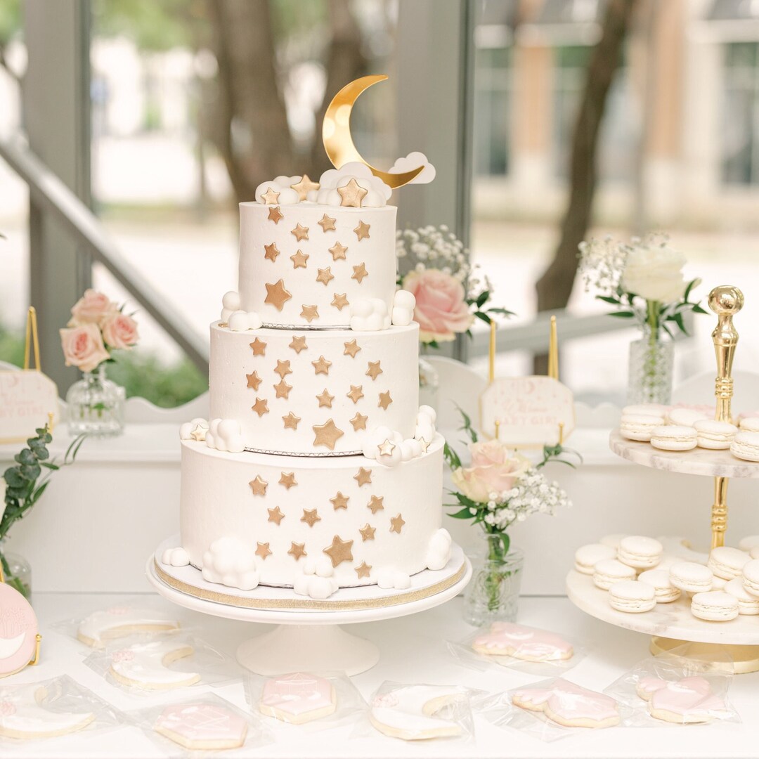 3D Acrylic Over the Moon Cake Topper | Baby Shower Cake Topper ...