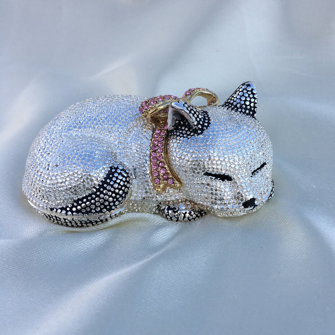 White Cat Sleeping Trinket Box | Cat Jewelry Box | Cat Home Decor ...