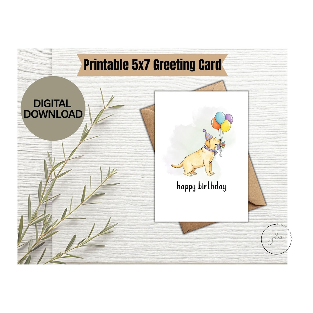 Yellow Lab Birthday Printable Greeting Card - Etsy