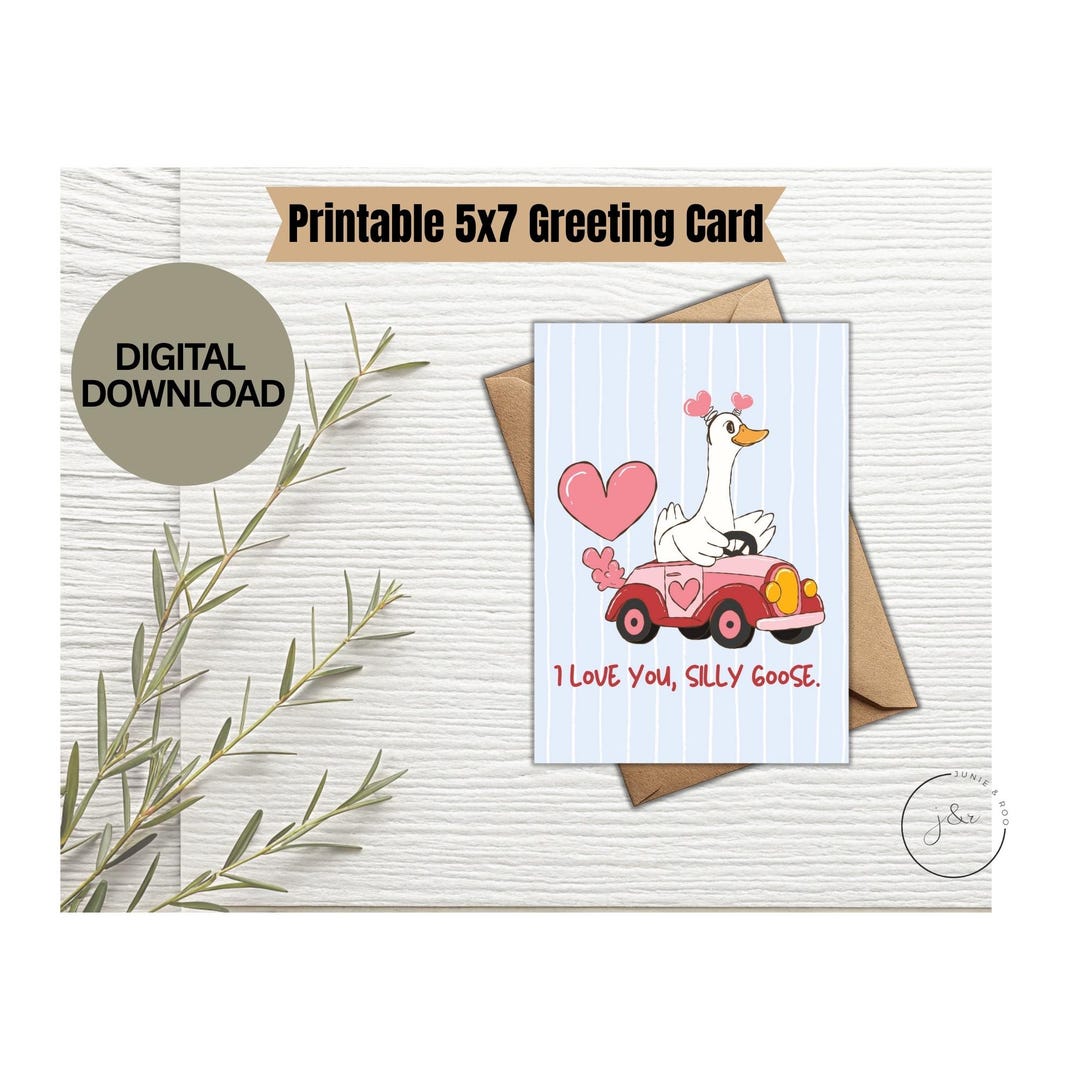 Silly Goose Car Printable Greeting Card for Birthday, Anniversary - Etsy